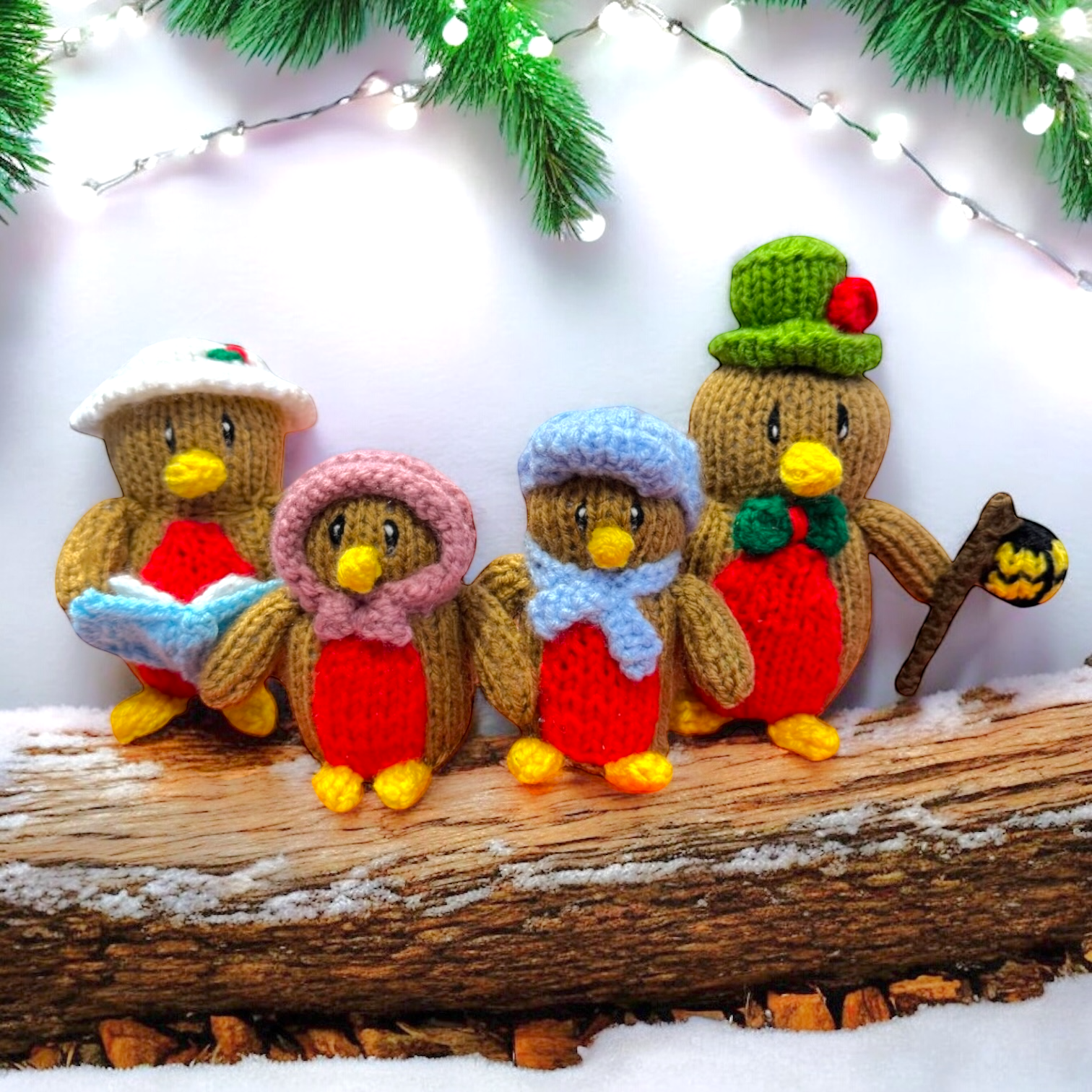 KNITTING PATTERN - Christmas Carol Singing Robins Family Play Set 12 c ...